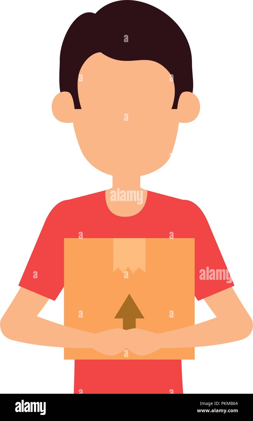 delivery worker lifting box character Stock Vector Image & Art - Alamy