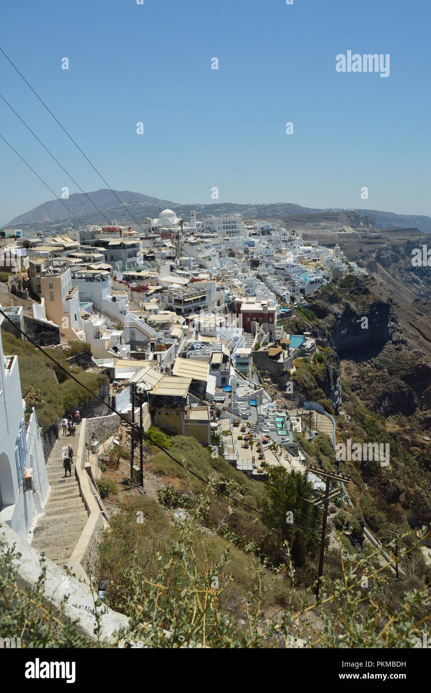 Infinite Hillside Full Of Typical White And Blue Houses In The ...