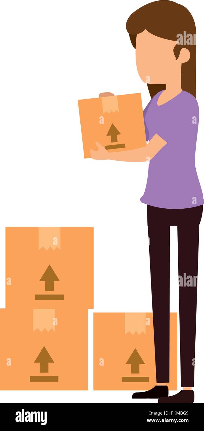 Woman receiving merchandise boxes hi-res stock photography and images ...