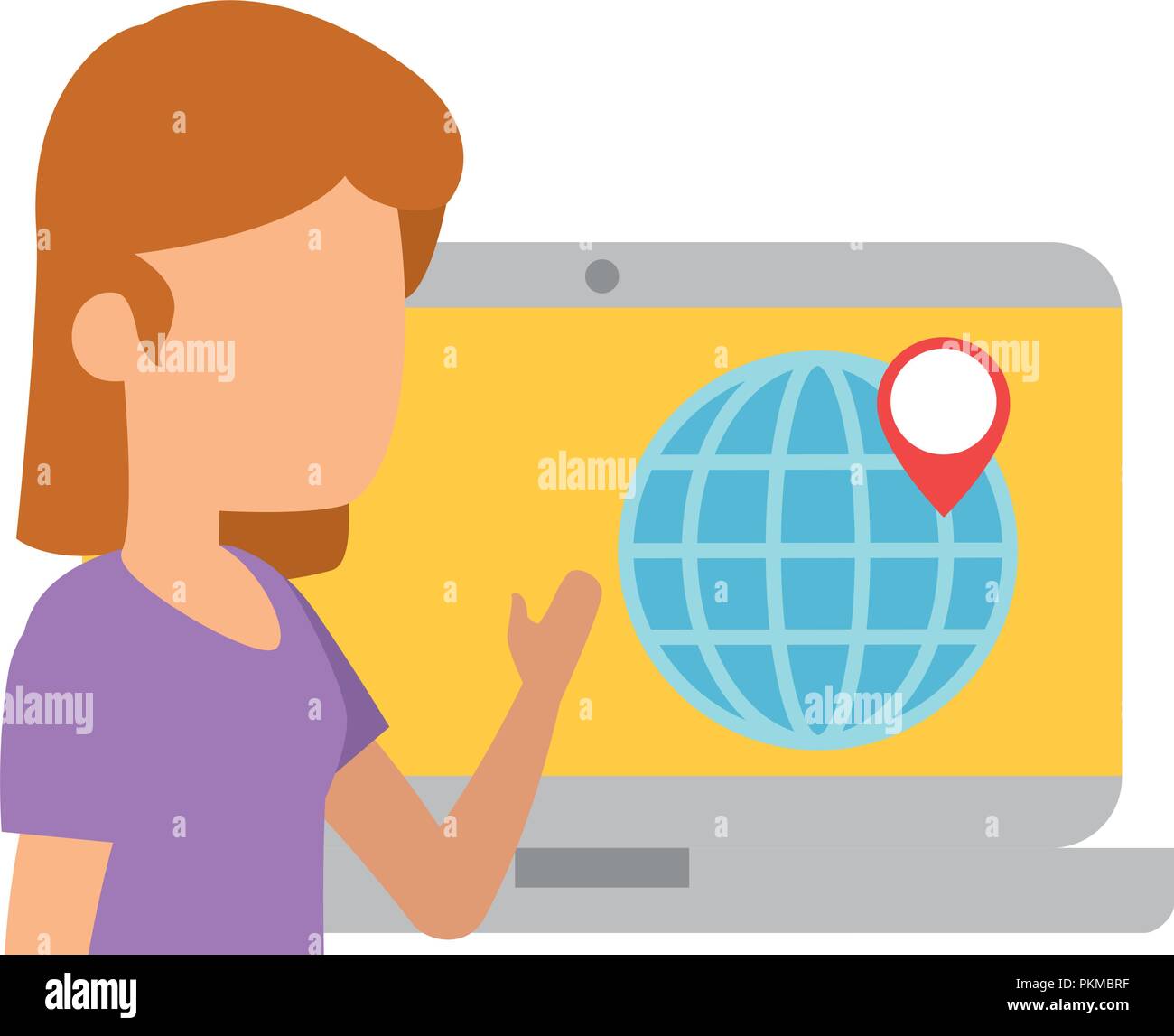 Woman laptop location Stock Vector Images - Alamy