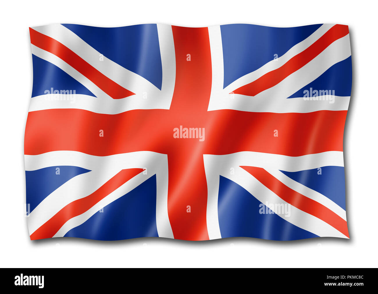 United Kingdom, UK flag, three dimensional render, isolated on white ...