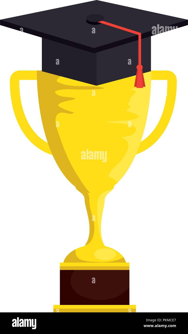 trophy cup with graduation hat Stock Vector Image & Art - Alamy
