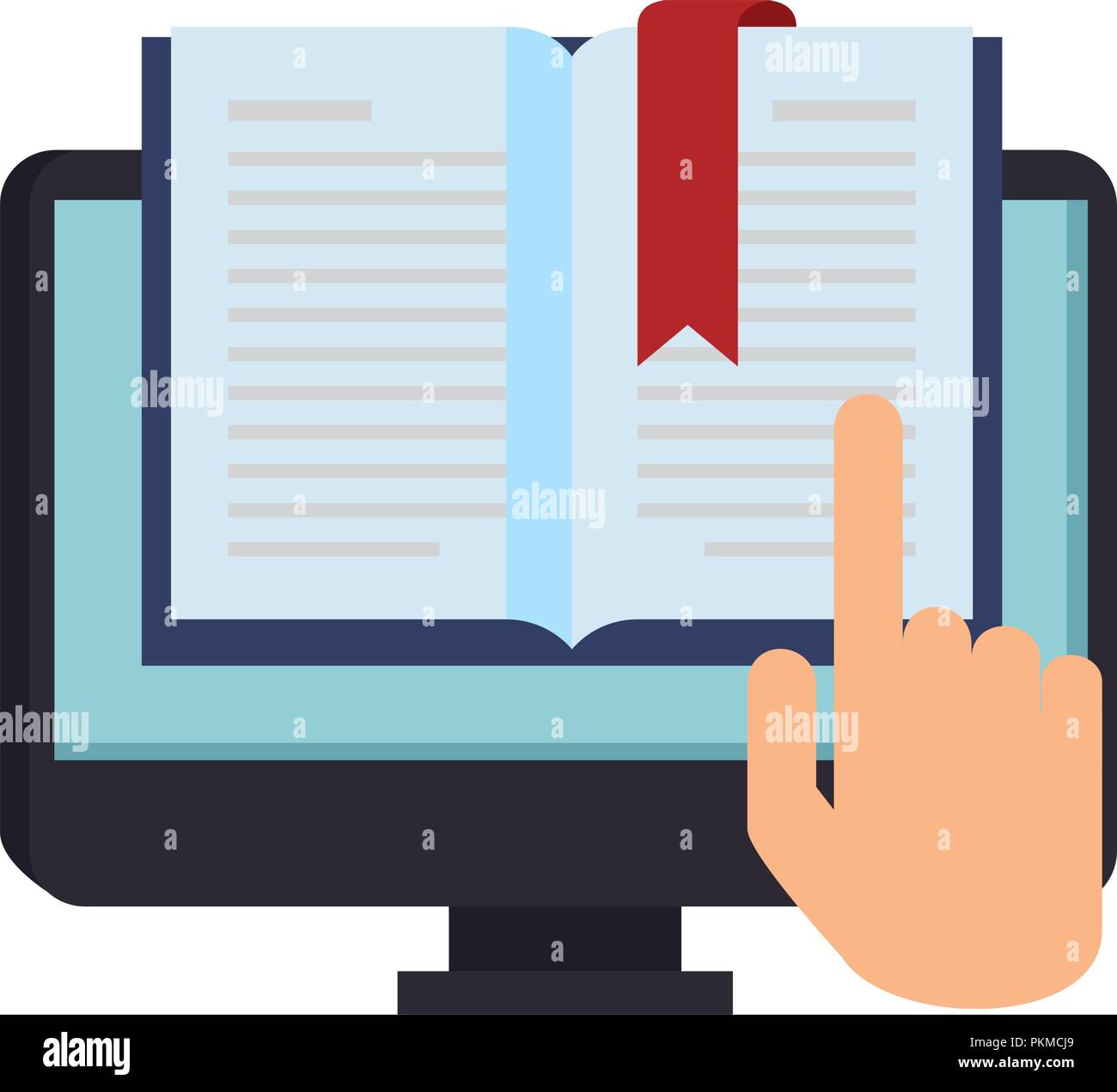 text book with computer and hand Stock Vector Image & Art - Alamy