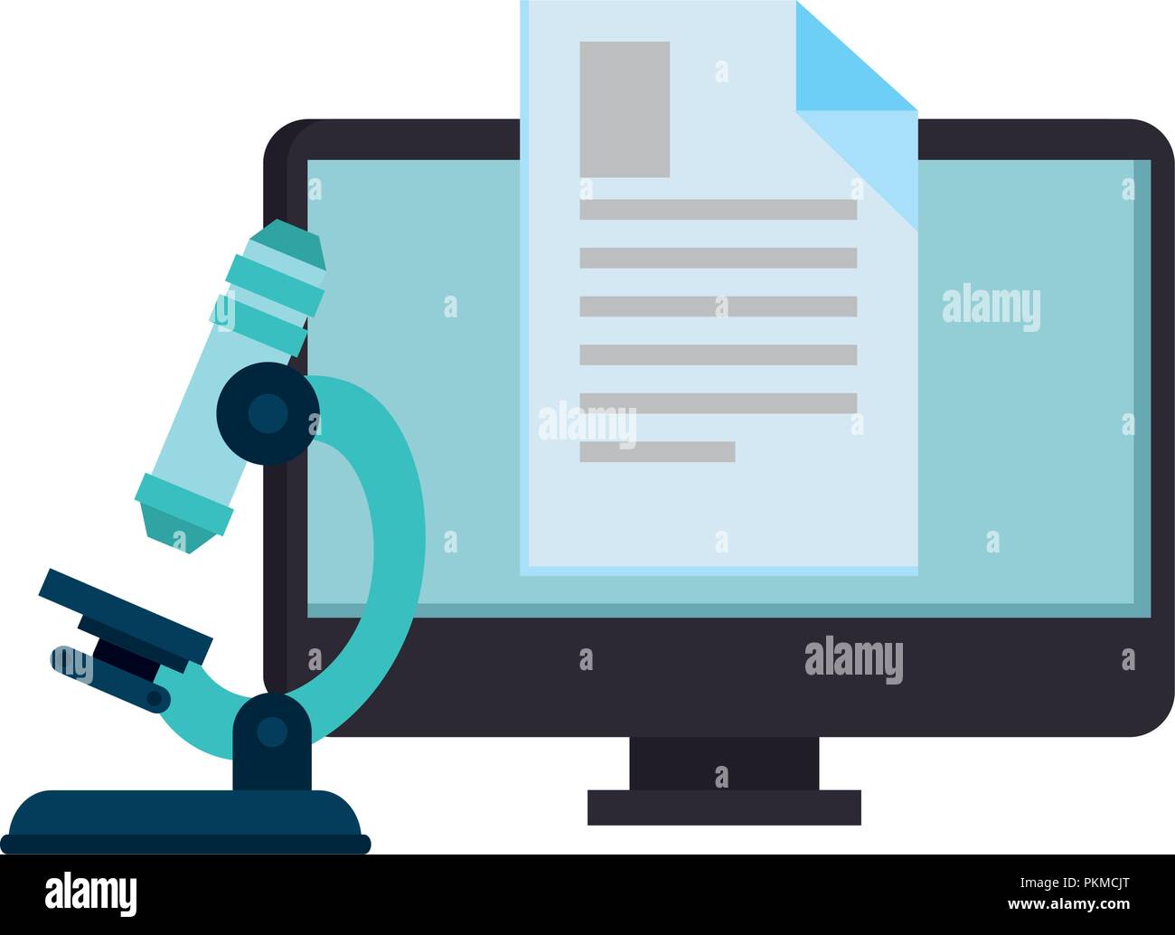 document with computer and microscope Stock Vector Image & Art - Alamy