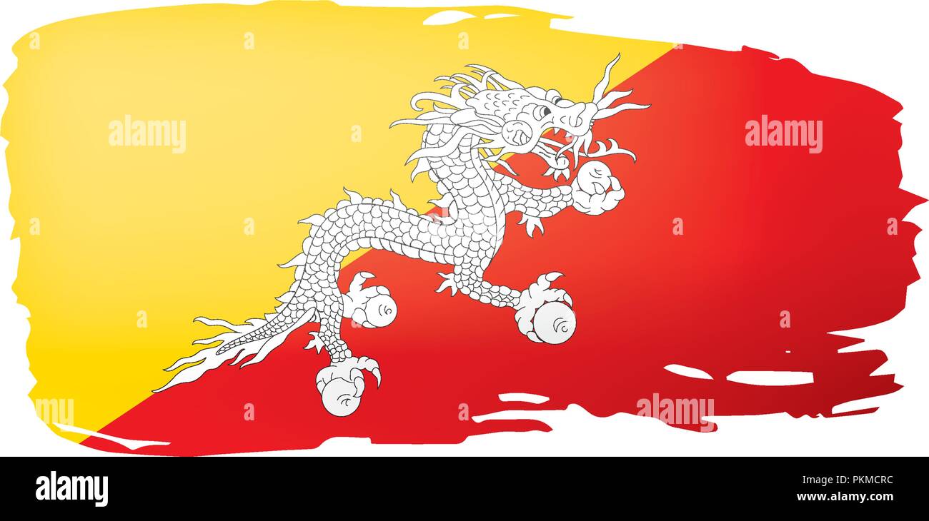 Bhutan flag, vector illustration on a white background Stock Vector ...