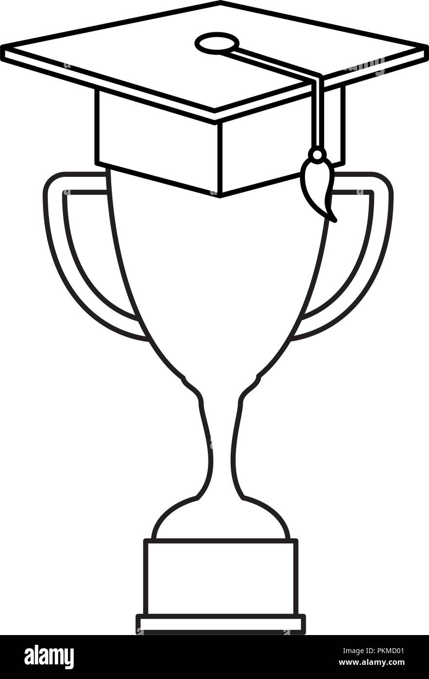 trophy cup with graduation hat Stock Vector Image & Art - Alamy