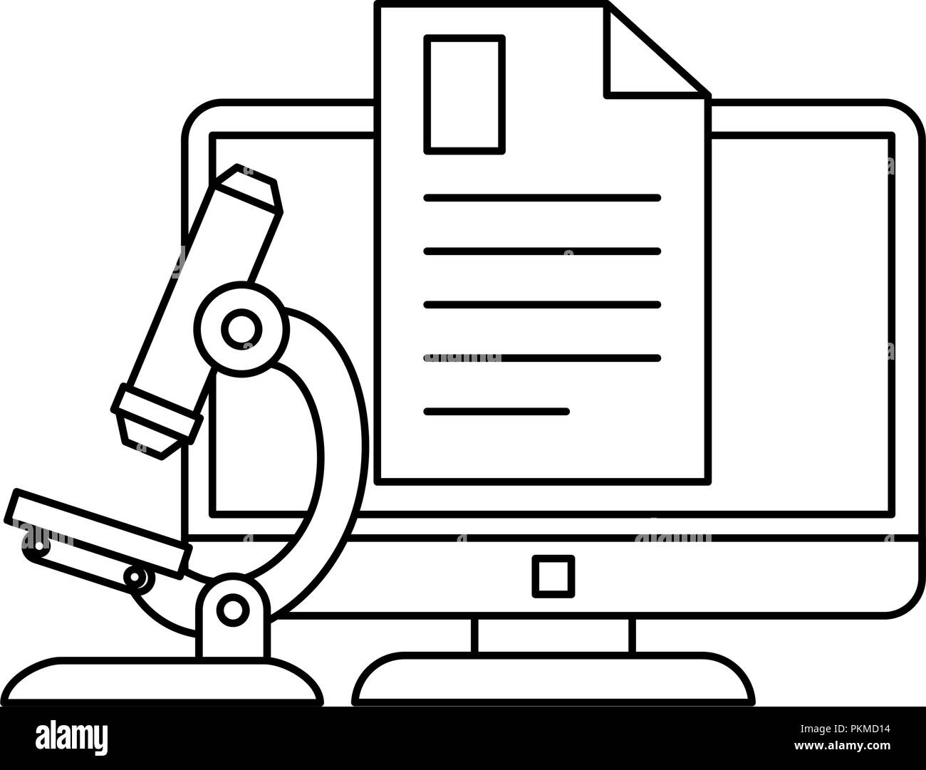 document with computer and microscope Stock Vector Image & Art - Alamy