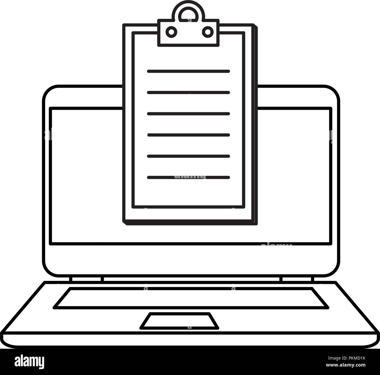 Simple illustration document computer screen Black and White Stock ...