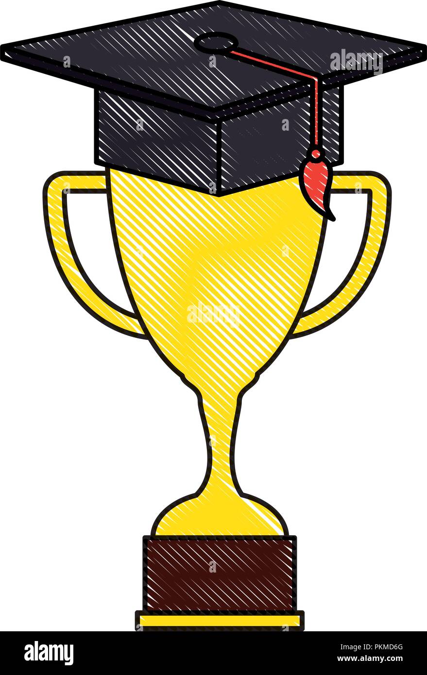 trophy cup with graduation hat Stock Vector Image & Art - Alamy