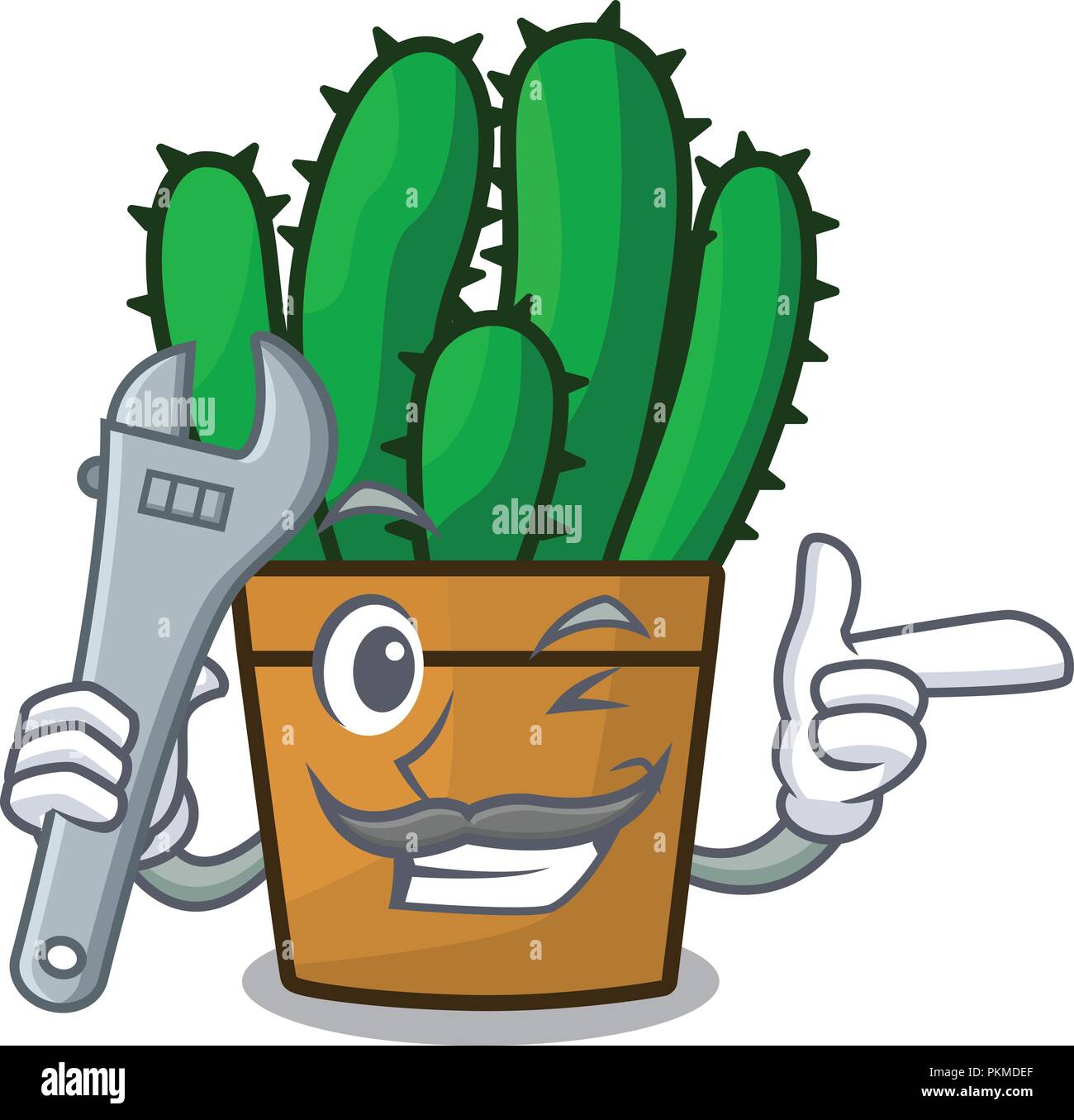 Mechanic the beautiful spurge cactus plant cartoon Stock Vector Image ...