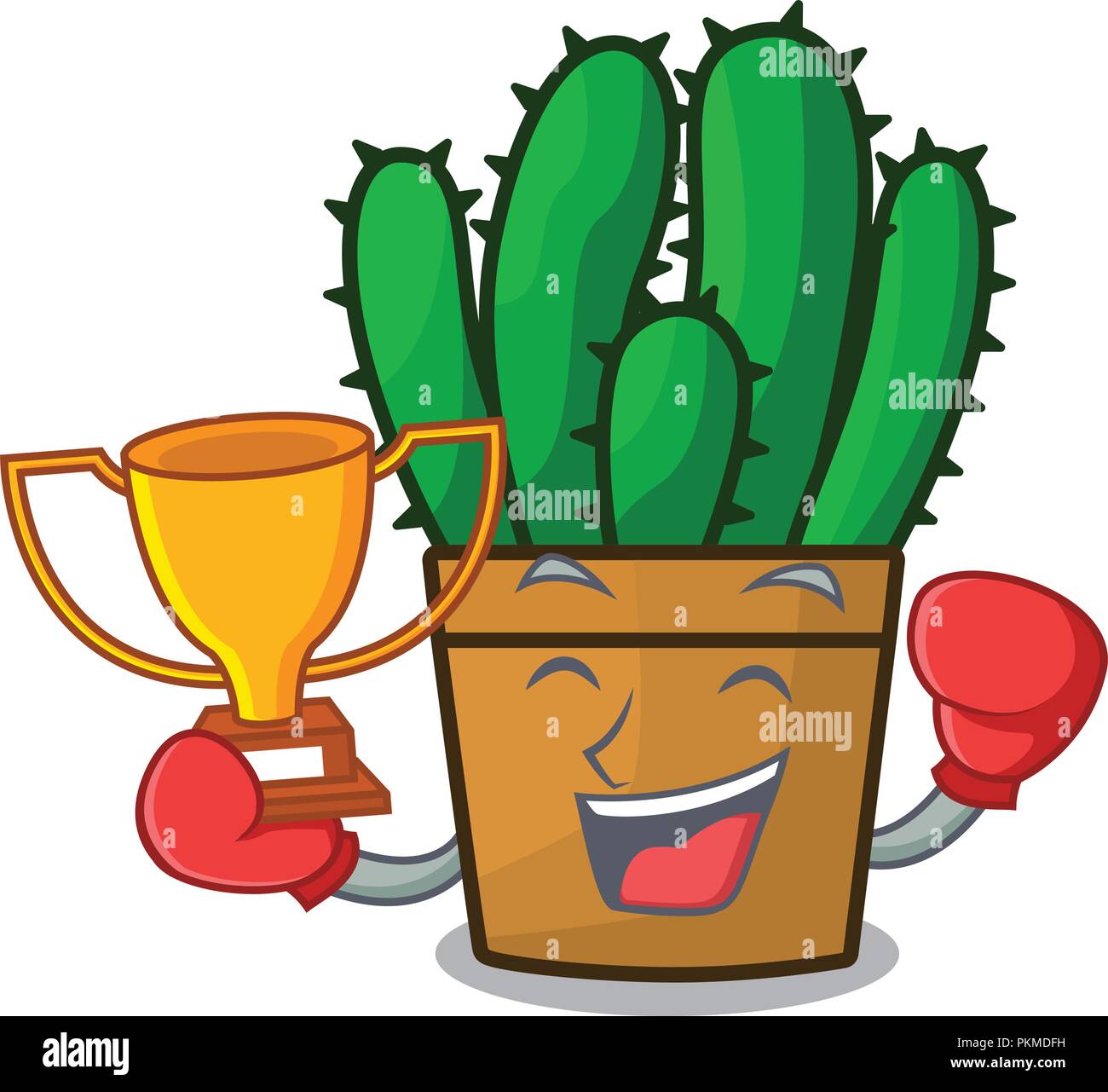 Boxing winner the beautiful spurge cactus plant cartoon Stock Vector ...