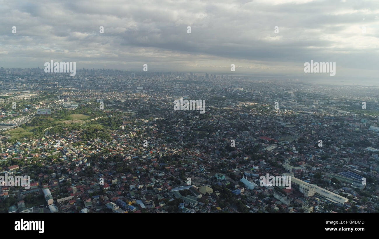 Aerial view of Manila city with skyscrapers and buildings. Philippines ...