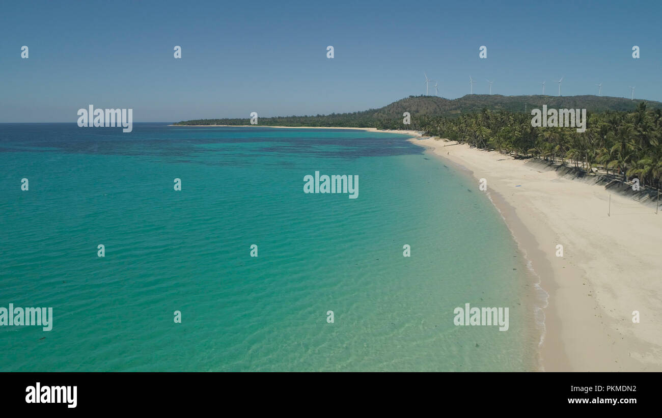 Aerial view of beautiful tropical beach Saud with turquoise water in ...