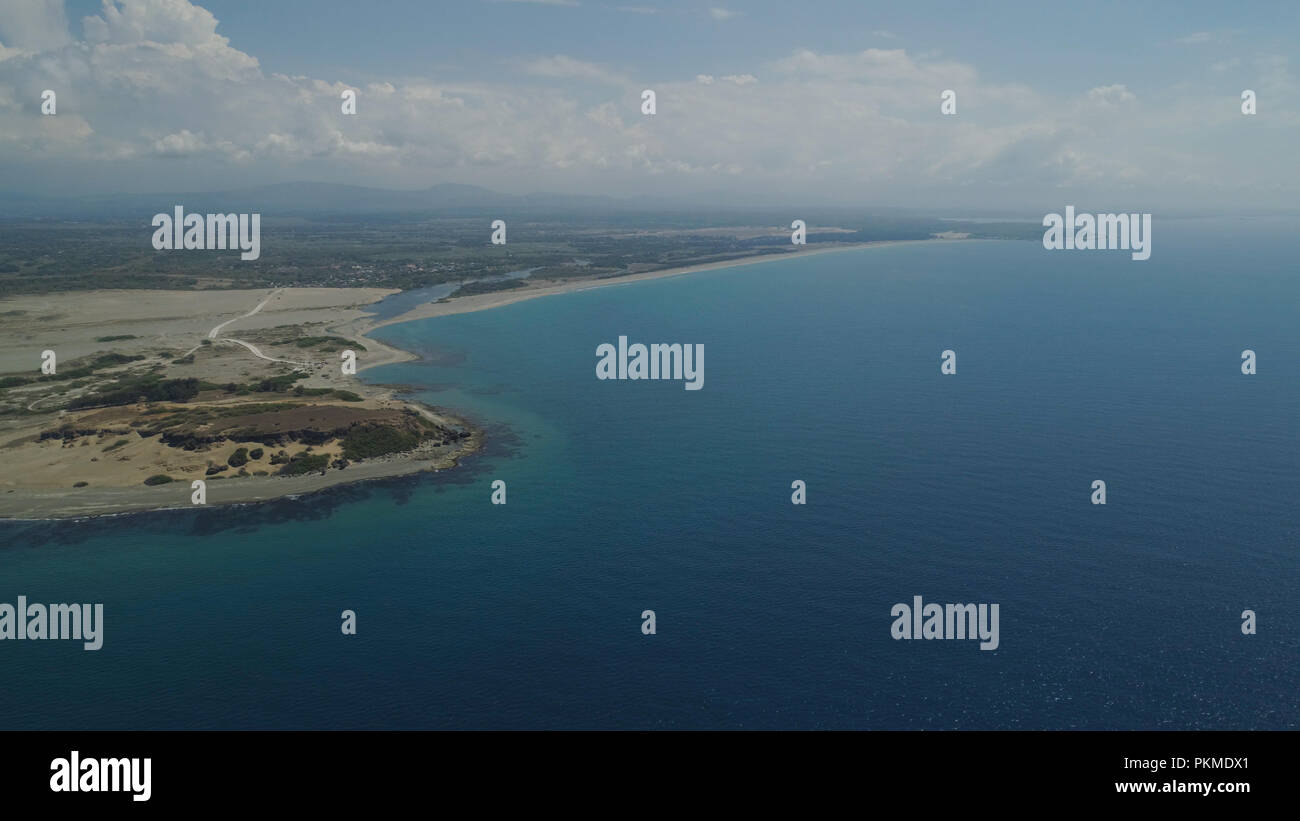 Aerial view of seashore with beaches, lagoons and coral reefs ...