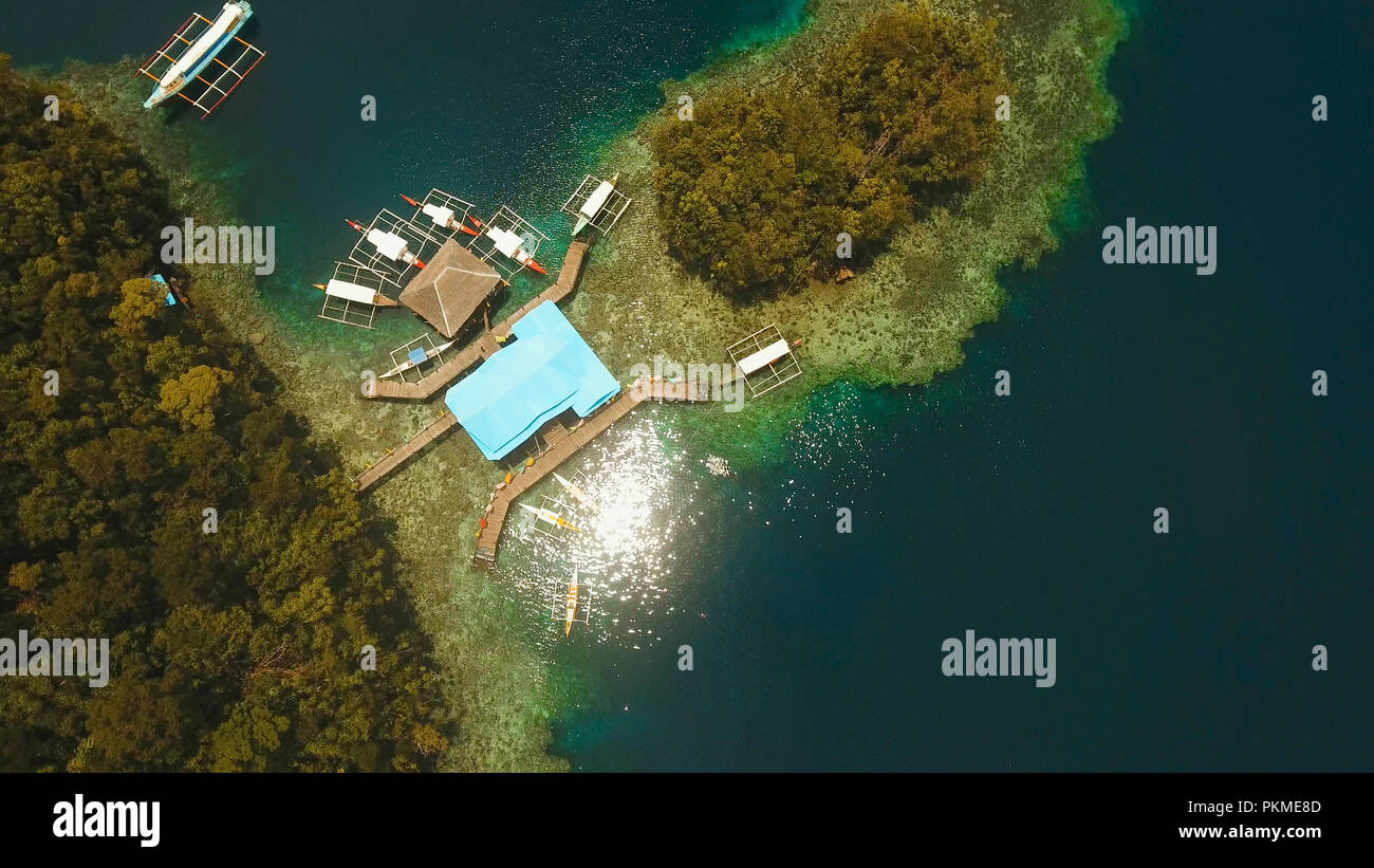 Aerial view: Bucas Grande Island, Sohoton Cove. Philippines. Tropical ...