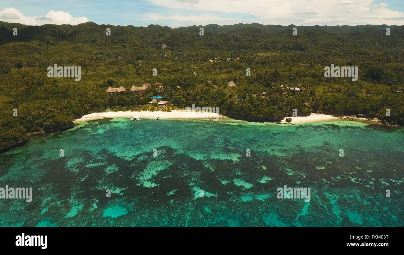 Aerial view of tropical beach on the island Bohol, Anda area ...