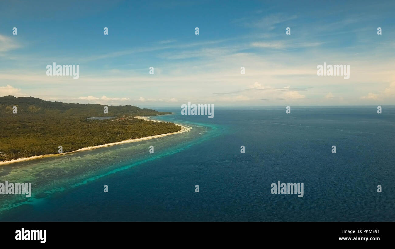 Aerial view of tropical beach on the island Bohol, Anda area ...