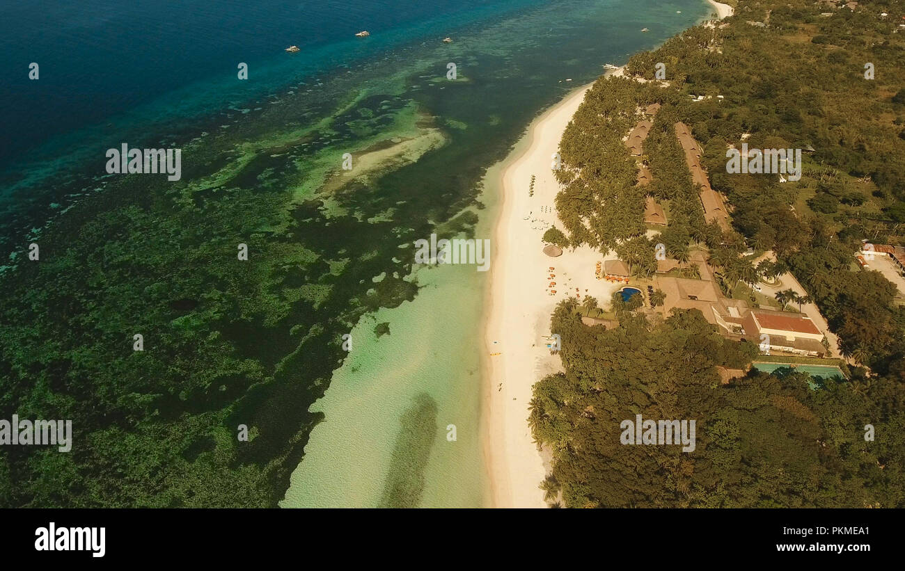 Aerial view of tropical beach on the island Bohol, Philippines ...