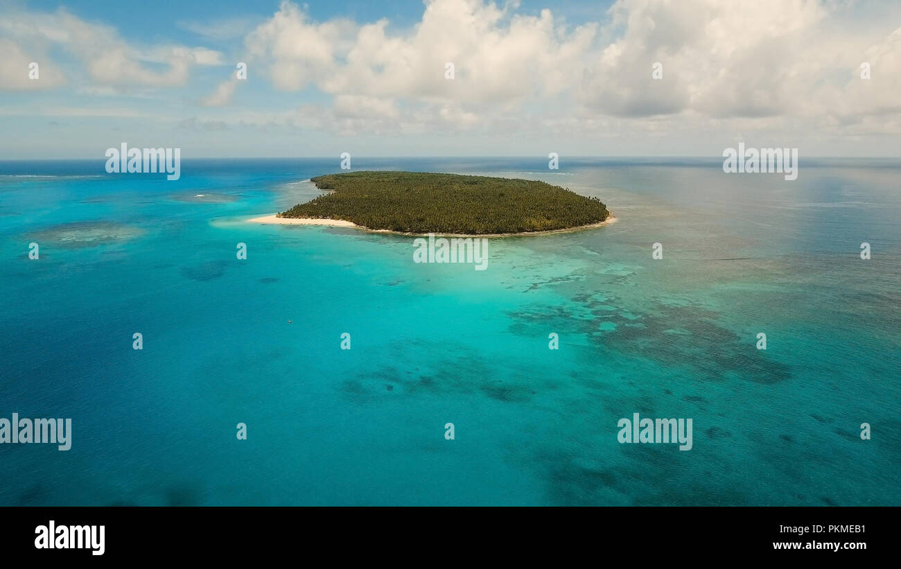 Aerial view of beautiful tropical island Daco with white sand beach ...