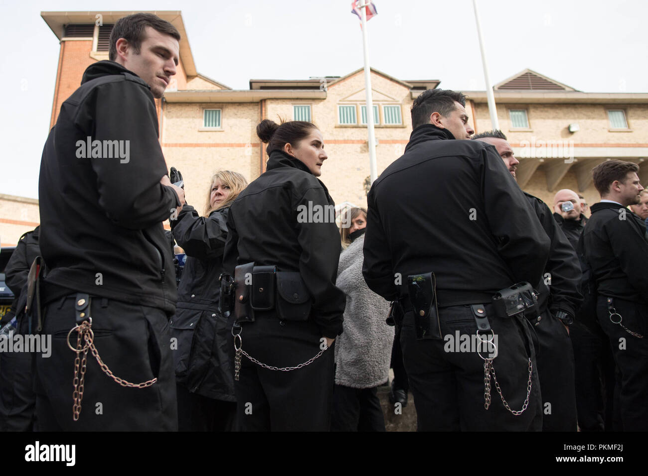 Members of the POA, the trade union for prison staff, protesting ...