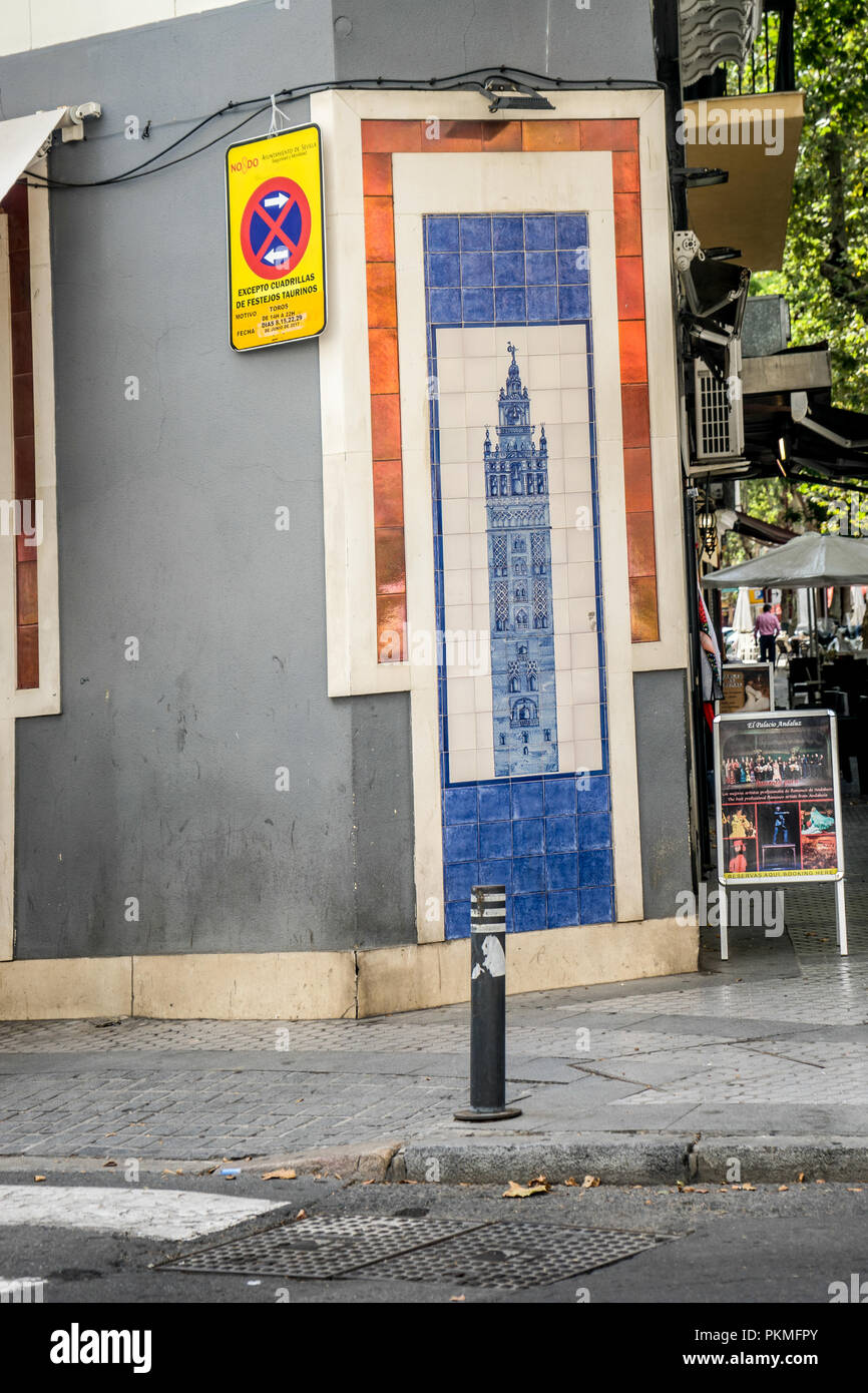 Spain, Seville, Europe, INFORMATION SIGN ON STREET IN CITY Stock Photo ...