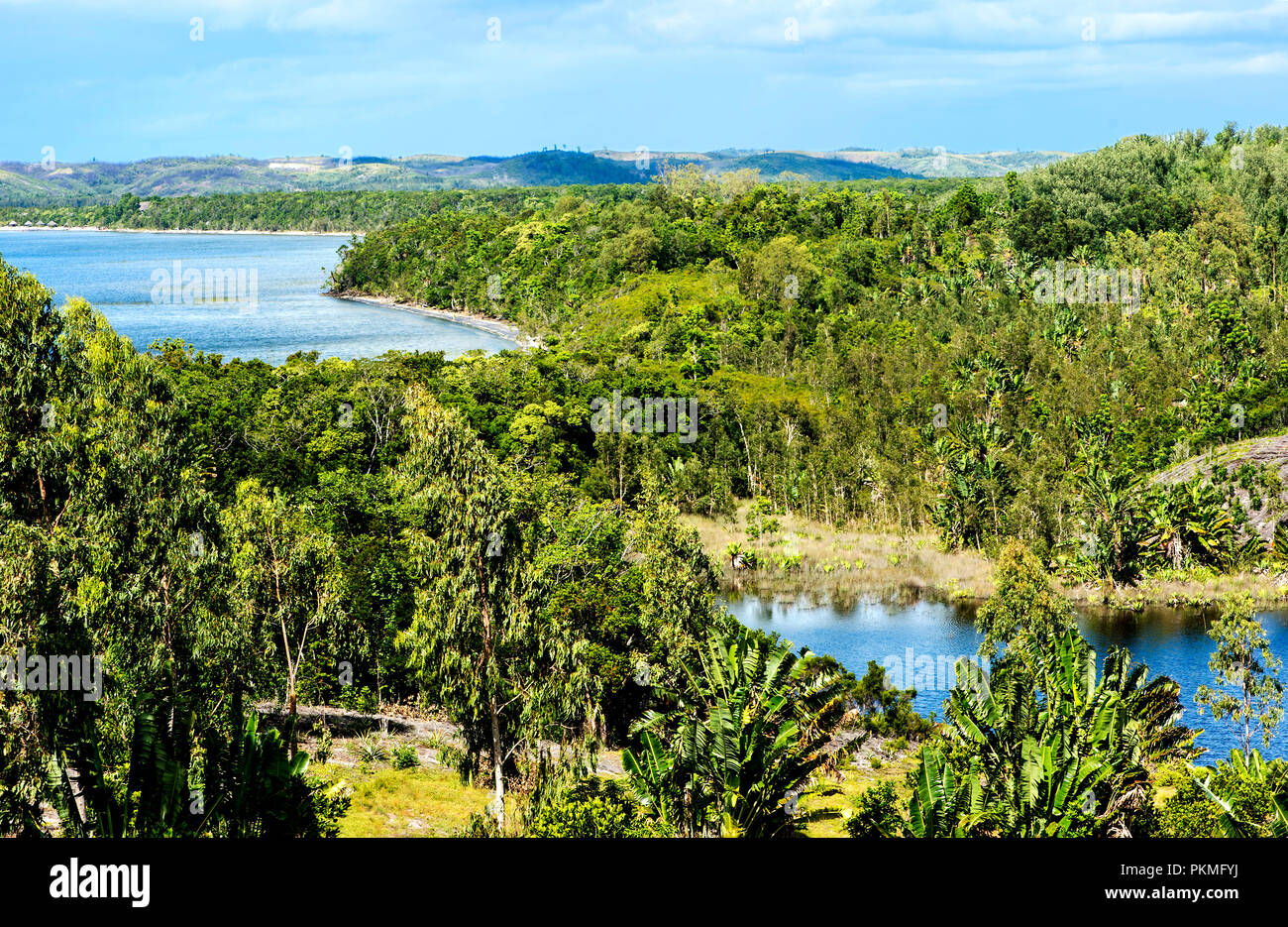 Landscape with lakes and forests in the Palmarium nature reserve at Lac ...