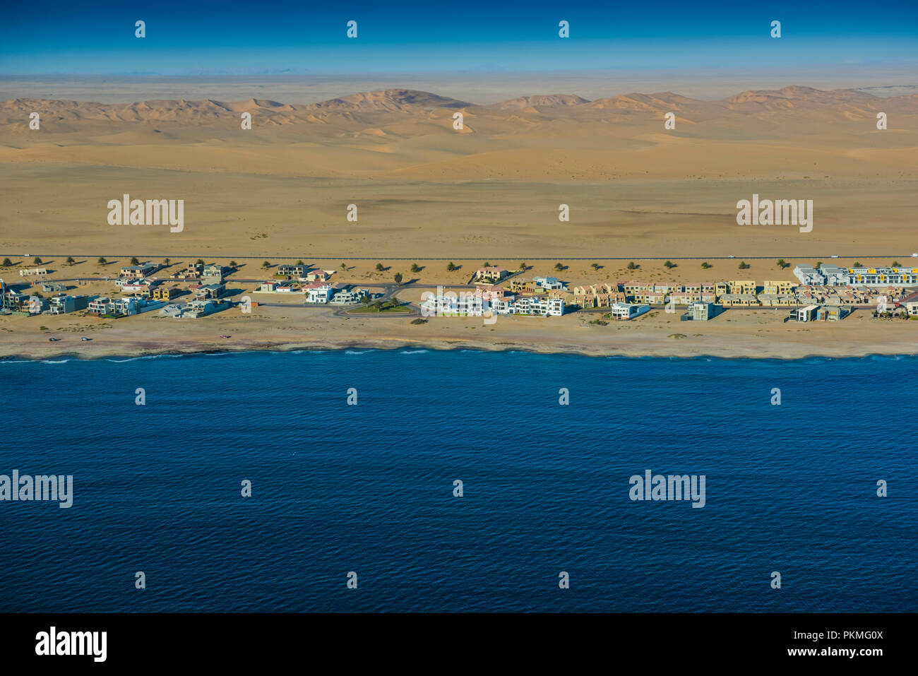 Aerial view, Dolfynstrand, district Langstrand, district of Walvis Bay ...