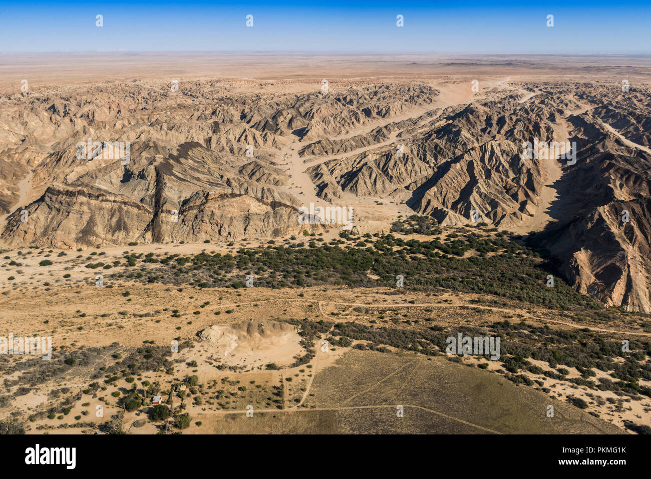 Aerial view, Kuiseb River in the mountains of the Namib Desert, Erongo ...