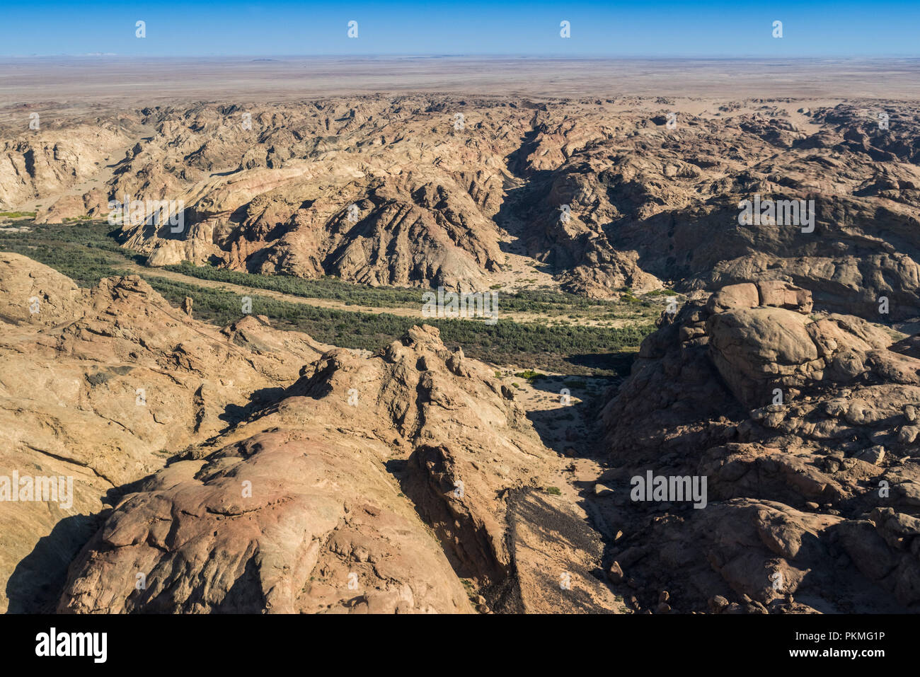 Aerial view, Kuiseb River in the mountains of the Namib Desert, Erongo ...