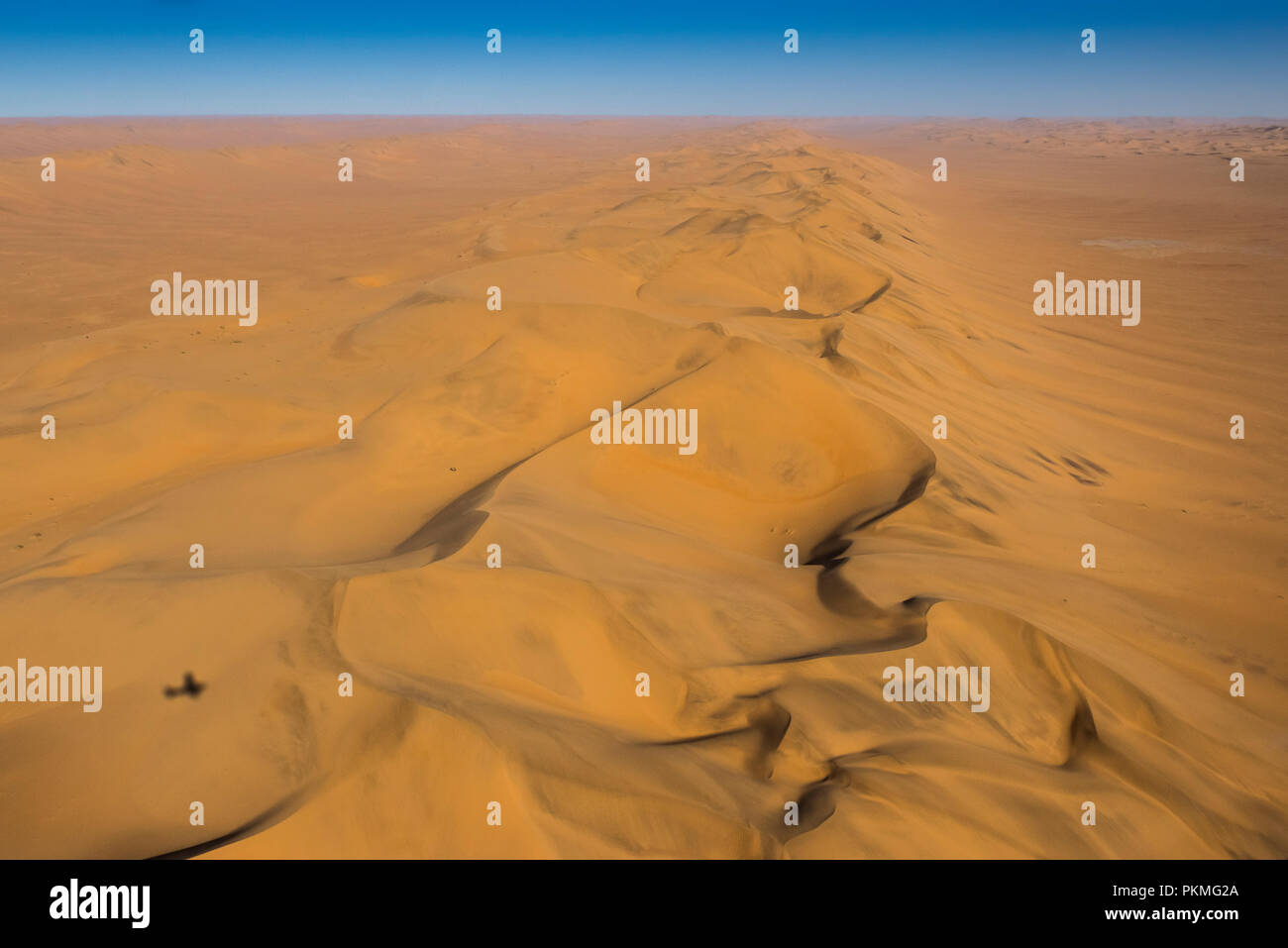 Aerial view, sand dunes chain in the Namib desert, Erongo region ...