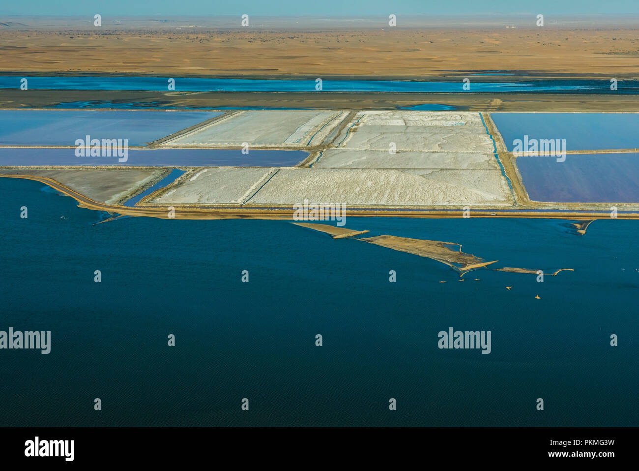 Aerial view, Salt mines at Walvis Bay, Erongo region, Namibia Stock ...