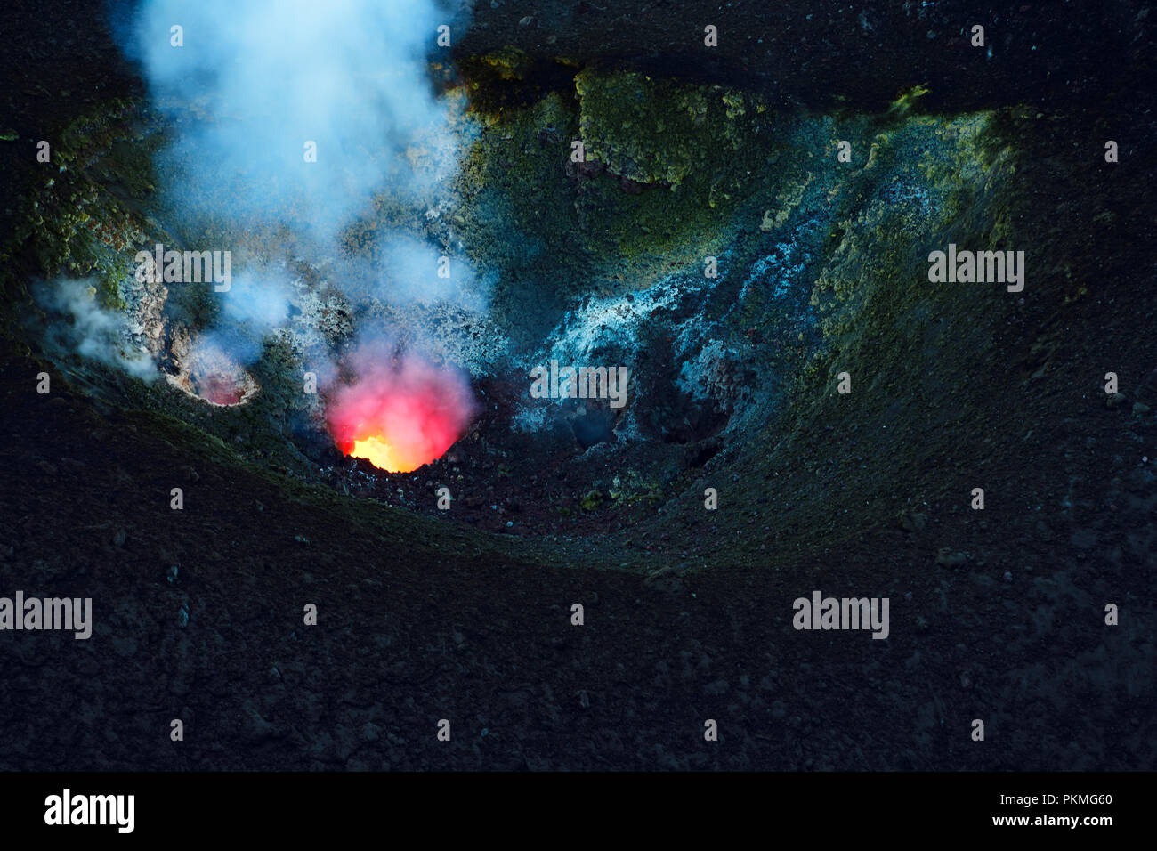 Crater of Stromboli just in front of eruption, Stromboli island, Lipari ...