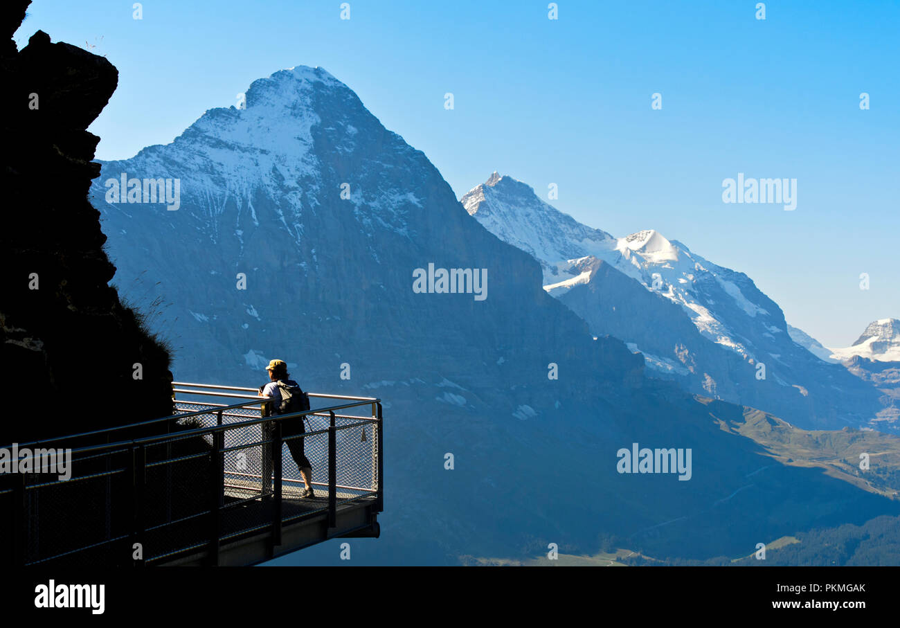Tourist on the First Cliff Walk by Tissot in front of the Eiger North ...