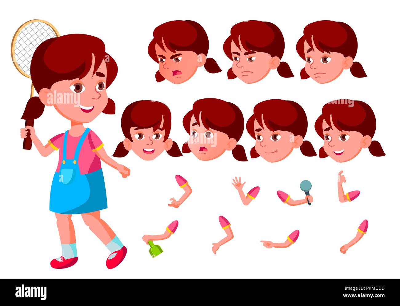 Girl, Child, Kid, Teen Vector. Happy Childhood. Abc. Face Emotions ...