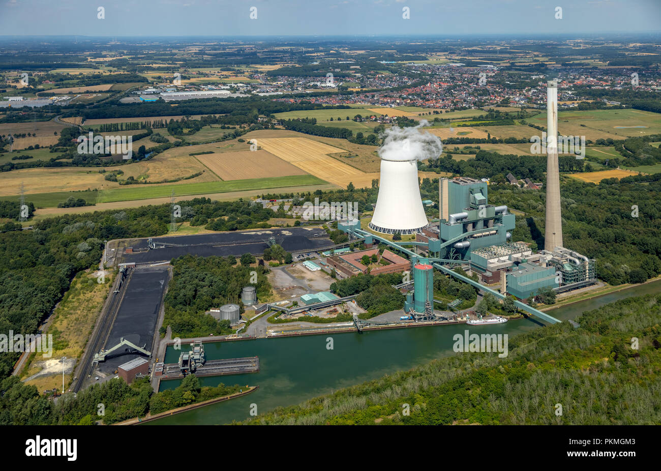 Aerial view, Power plant Heil, joint power station Bergkamen, Bergkamen ...