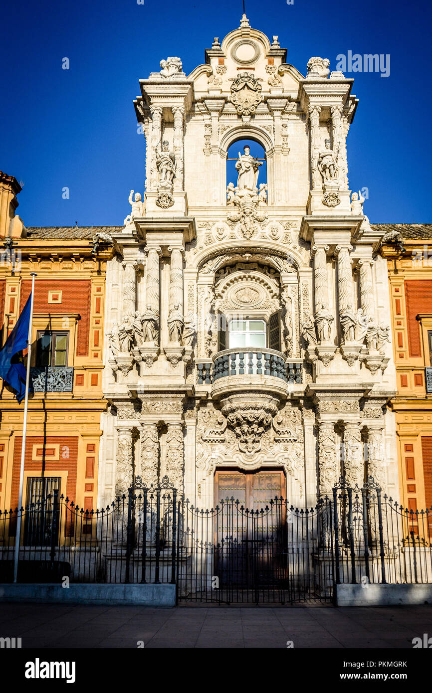 Spain, Seville, Europe, LOW ANGLE VIEW OF HISTORICAL university college ...