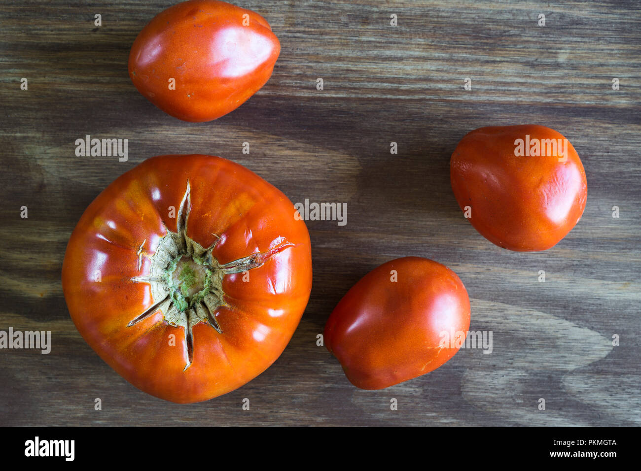 Fresh tomatoes from my garden. Top view Stock Photo - Alamy