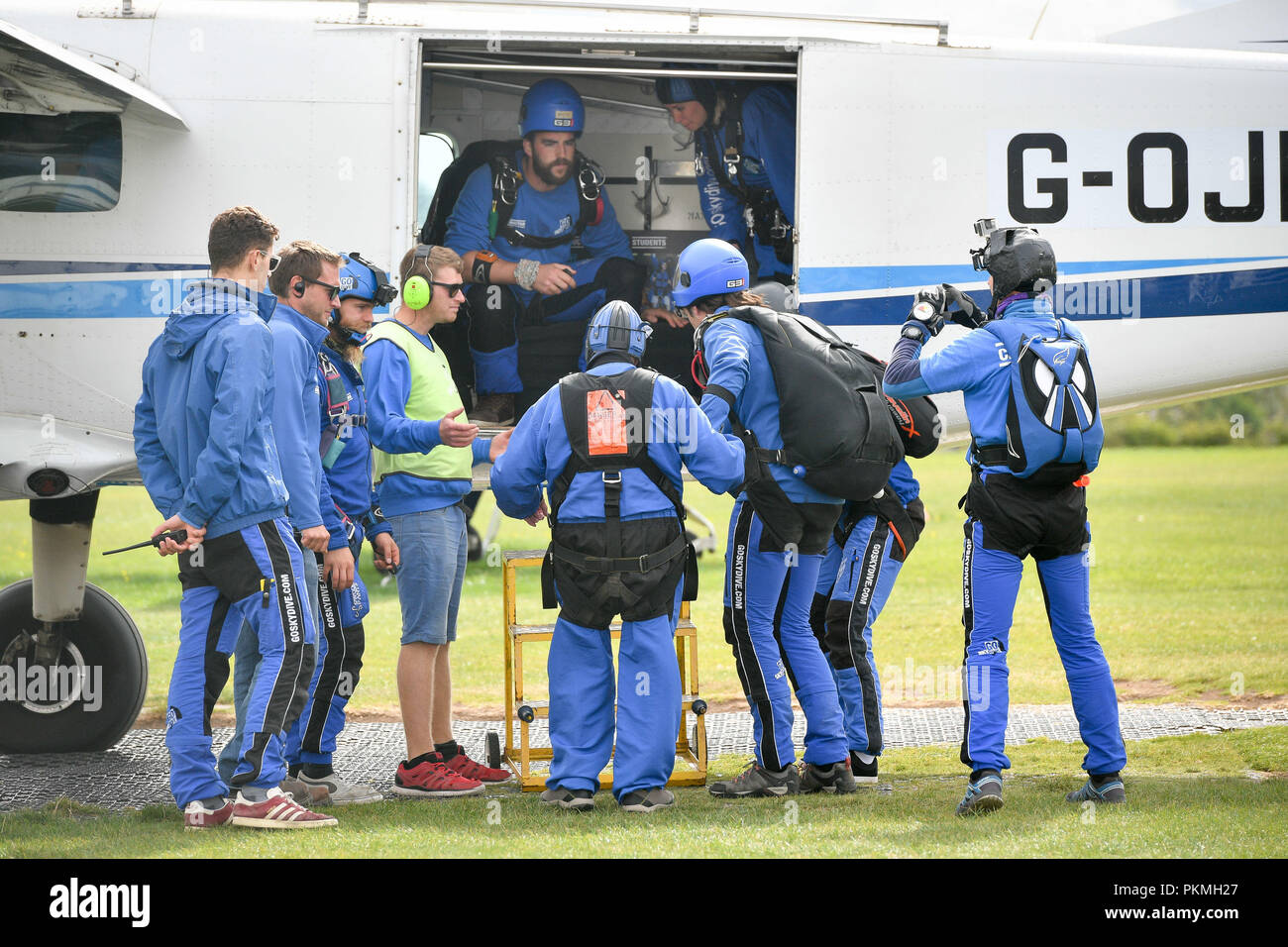 Harry Read, 94, is led to the aircraft at Old Sarum Airfield, Salisbury ...