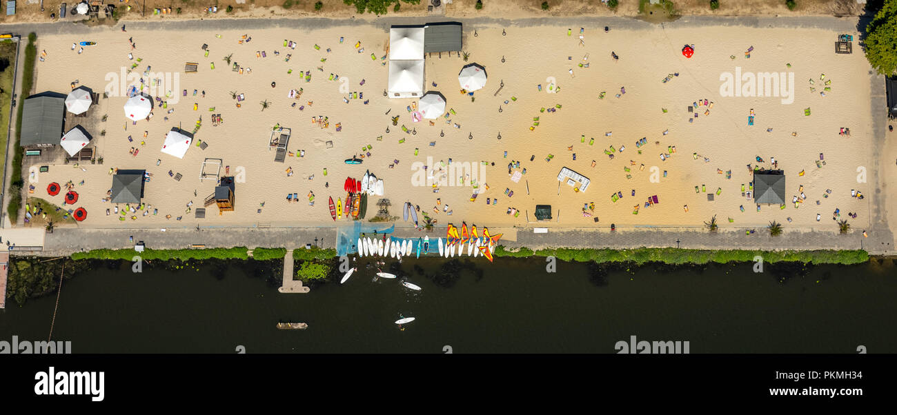 Aerial view, Seaside Beach Baldeney at Lake Baldeney, Ruhr Valley, Ruhr ...