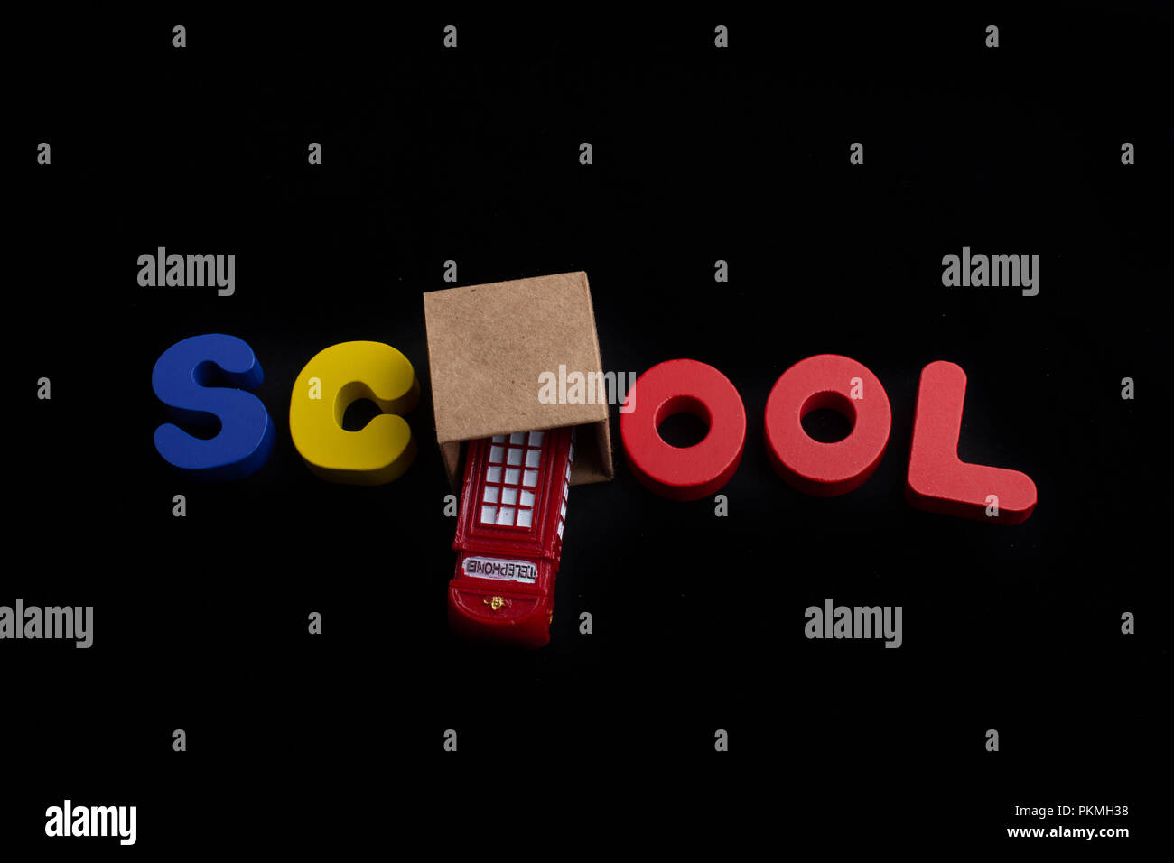 Education concept by School lettering with colorful wooden letters ...