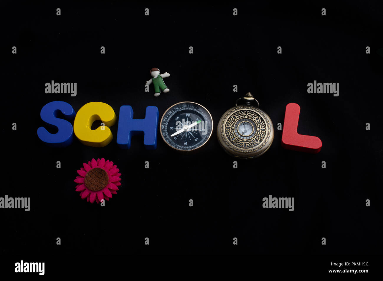 Education concept by School lettering with colorful wooden letters ...