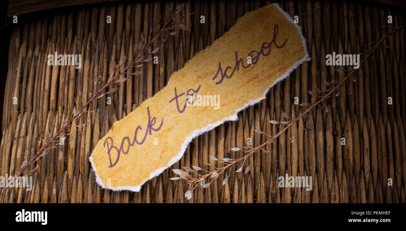 Back to school wording on a piece of torn paper Stock Photo - Alamy