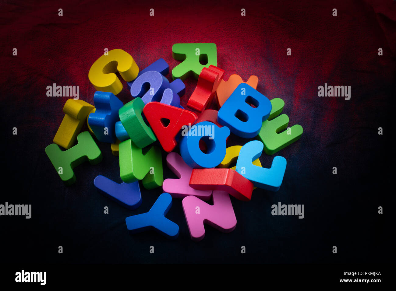 Colorful Letters of Alphabet made of wood Stock Photo - Alamy