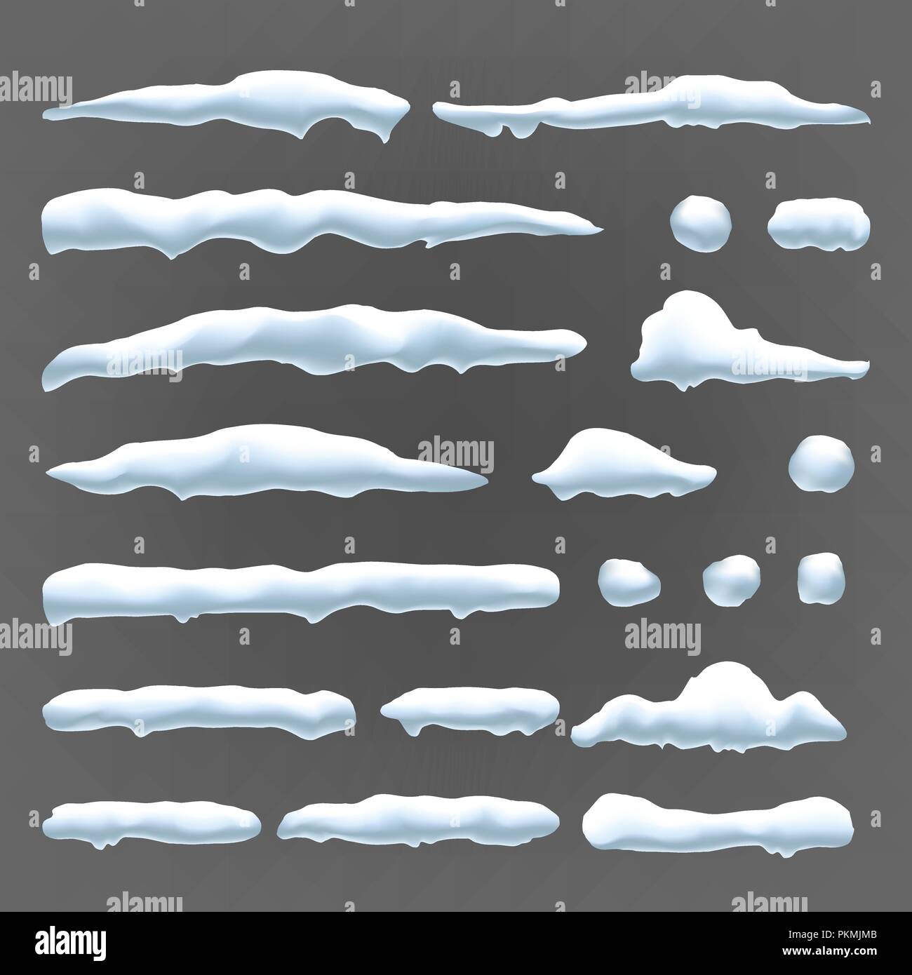 Snow Caps Vector. Snowball And Snowdrift Winter Decoration. Frozen ...