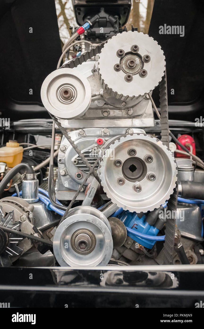 engine bay and supercharger on a high performance car Stock Photo - Alamy