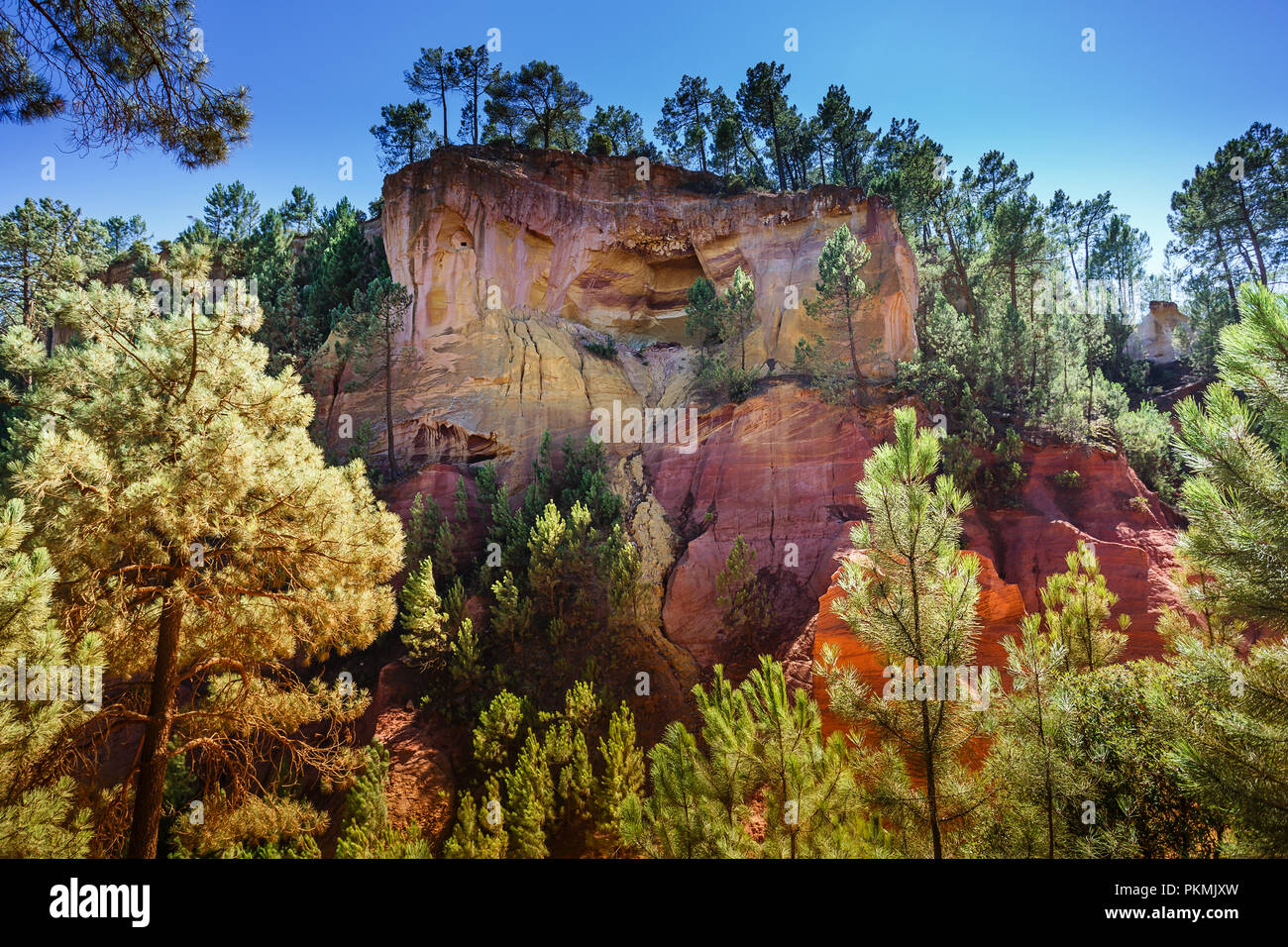 Ochre landscape in the natural park near Roussillon. Provence, France ...