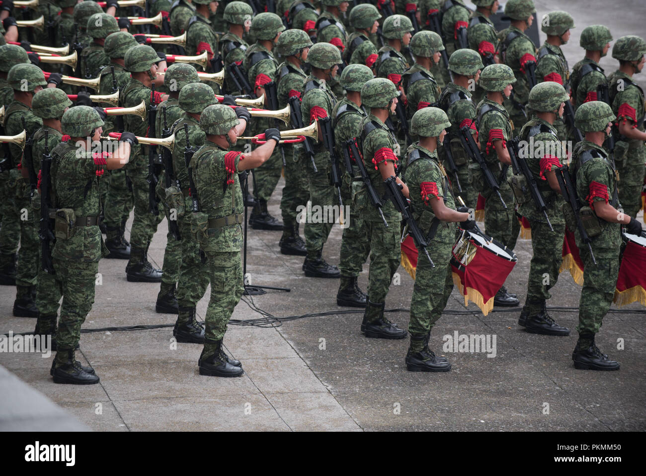 Mexico City, Mexico. 13th Sep, 2018. Mexican Military Cadets perform as ...