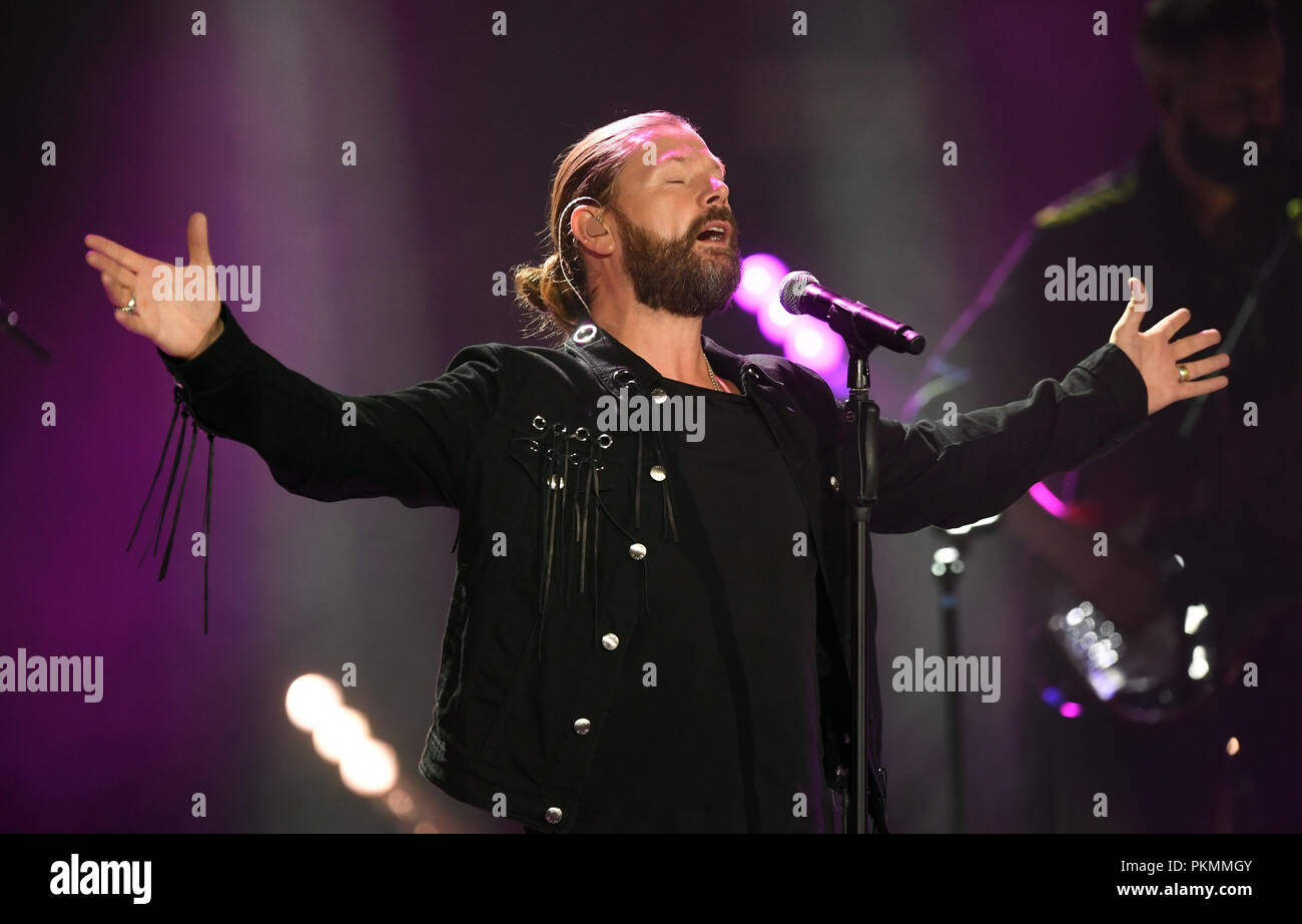 13 September 2018, Baden-Wuerttemberg, Baden-Baden: Singer Rea Garvey performing during the ...