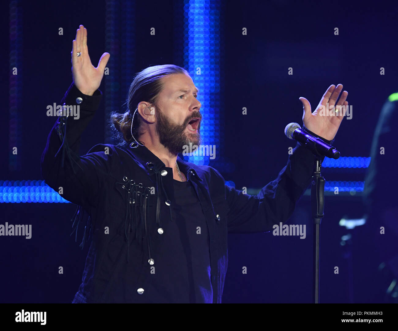 13 September 2018, Baden-Wuerttemberg, Baden-Baden: Singer Rea Garvey performing during the ...