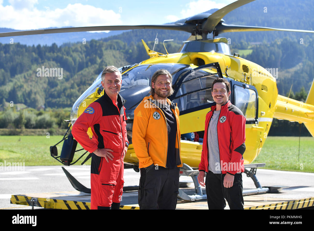 v.li:Robert LOHR, Sebastian STROEBEL, Markus BRANDL pose in front of ...